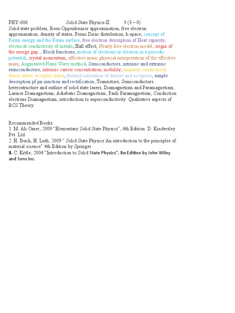 Advanced Solid State Physics Concepts | PDF | Social Science ...