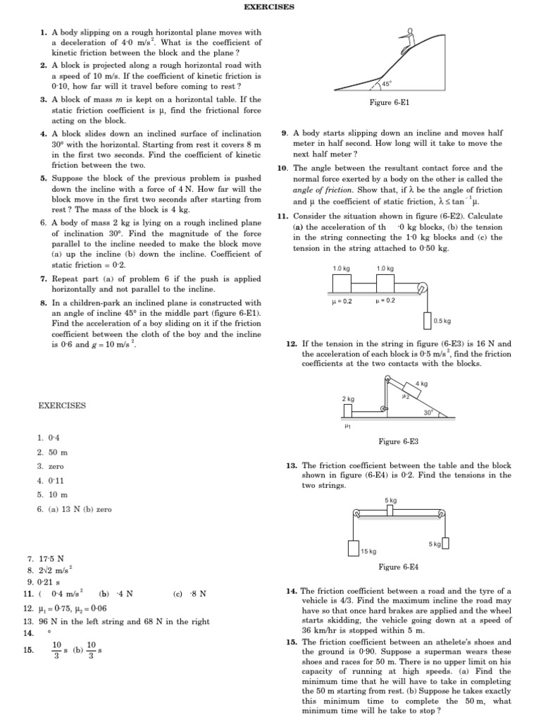 Angle of Friction. Show That, If: Exercises | PDF | Friction | Applied ...