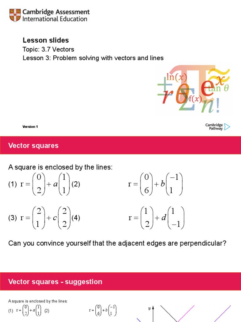 Lesson Slides: Topic: 3.7 Vectors Lesson 3: Problem Solving With ...