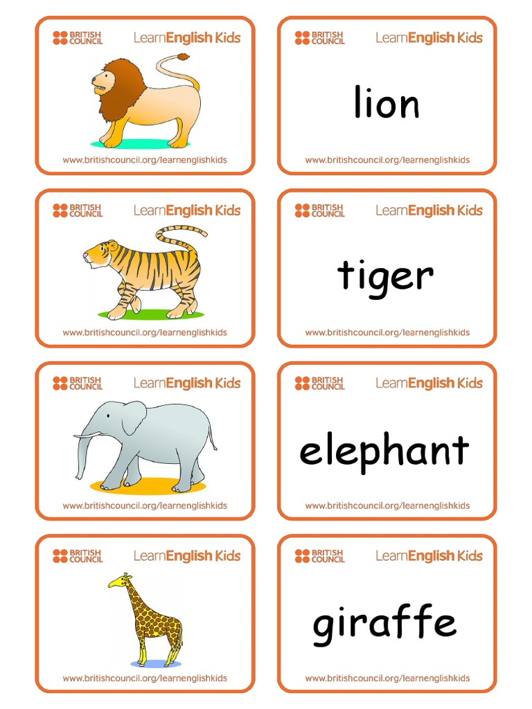 Wild Animals Flashcards for Kids | PDF