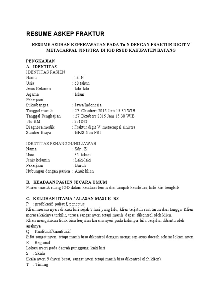 Resume Askep Fraktur | PDF