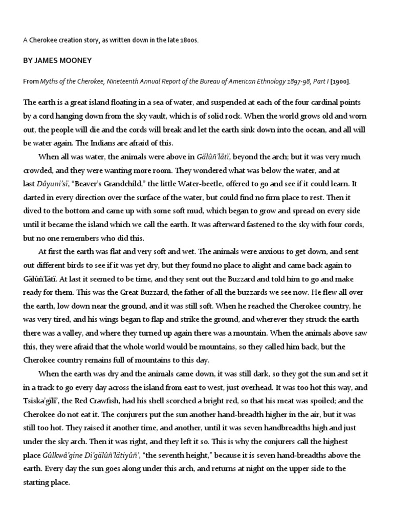 A Cherokee Creation Story | PDF | Mountains | Nature