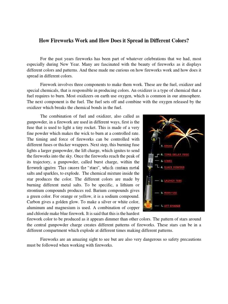How Fireworks Work and How Does It Spread in Different Colors | PDF