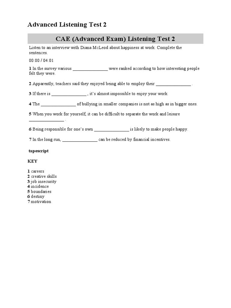 Advanced Listening Test 2 | PDF