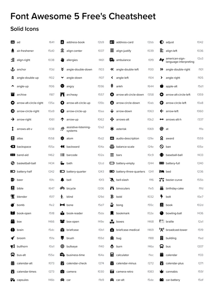 Cheatsheet - Font Awesome PDF | Business | Computing And Information ...