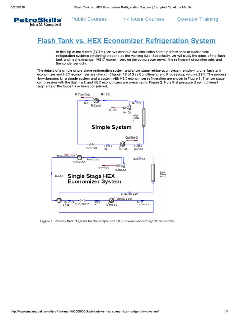 Flash Tank vs. HEX Economizer Refrigeration System - Campbell Tip of ...