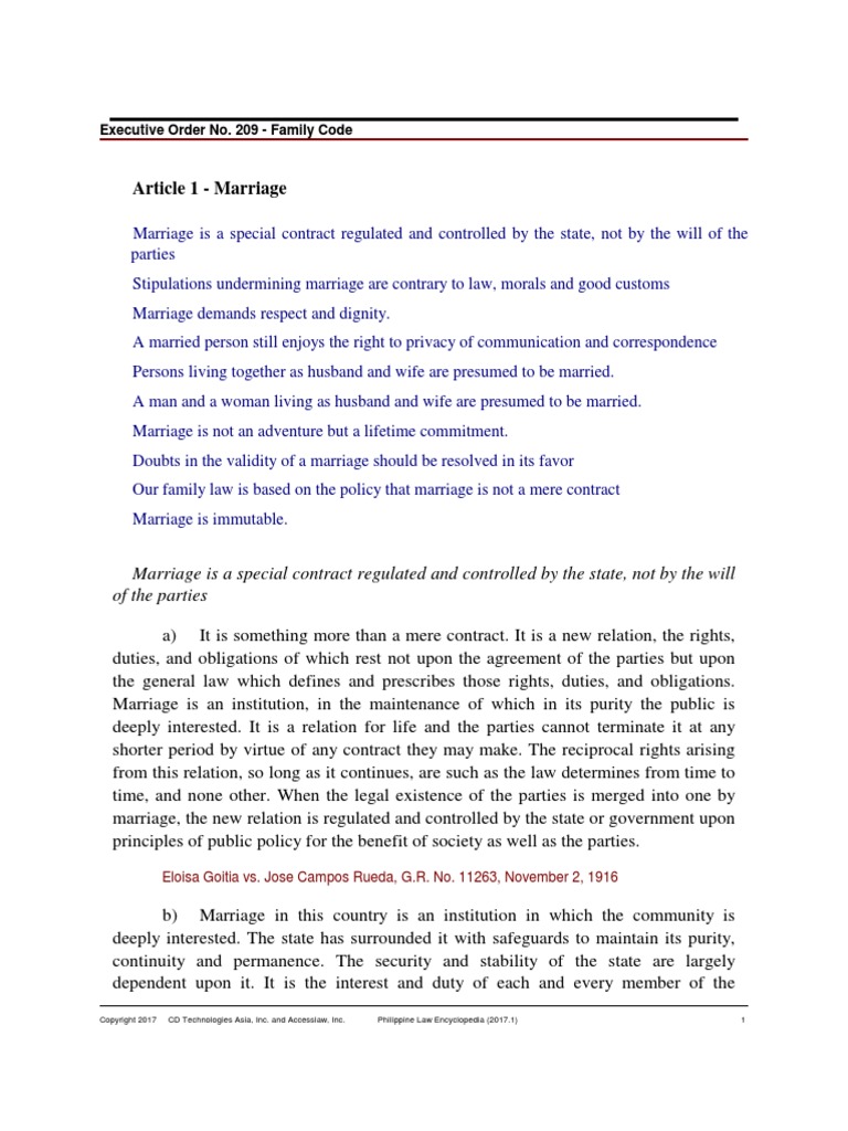 Family Code Case Doctrines | PDF | Marriage License | Marriage