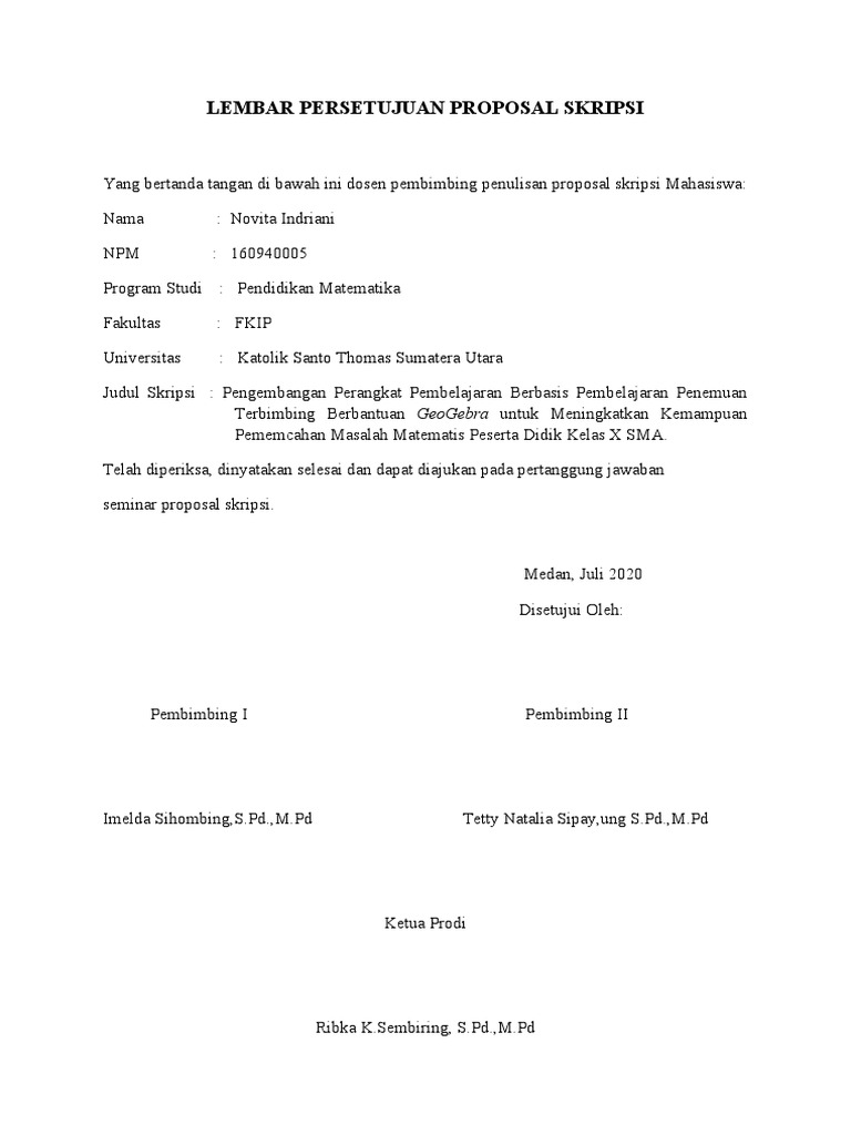 Lembar Persetujuan Proposal Skripsi | PDF