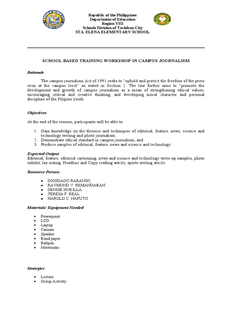 Campus Journalism Training Workshop | PDF | Journalism | Science