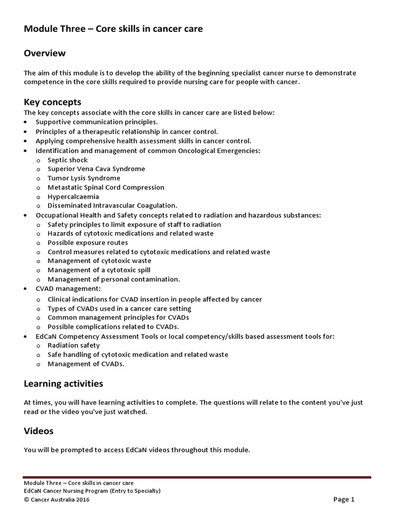 Module Cancer Sample 1 | PDF | Sepsis | Diseases And Disorders