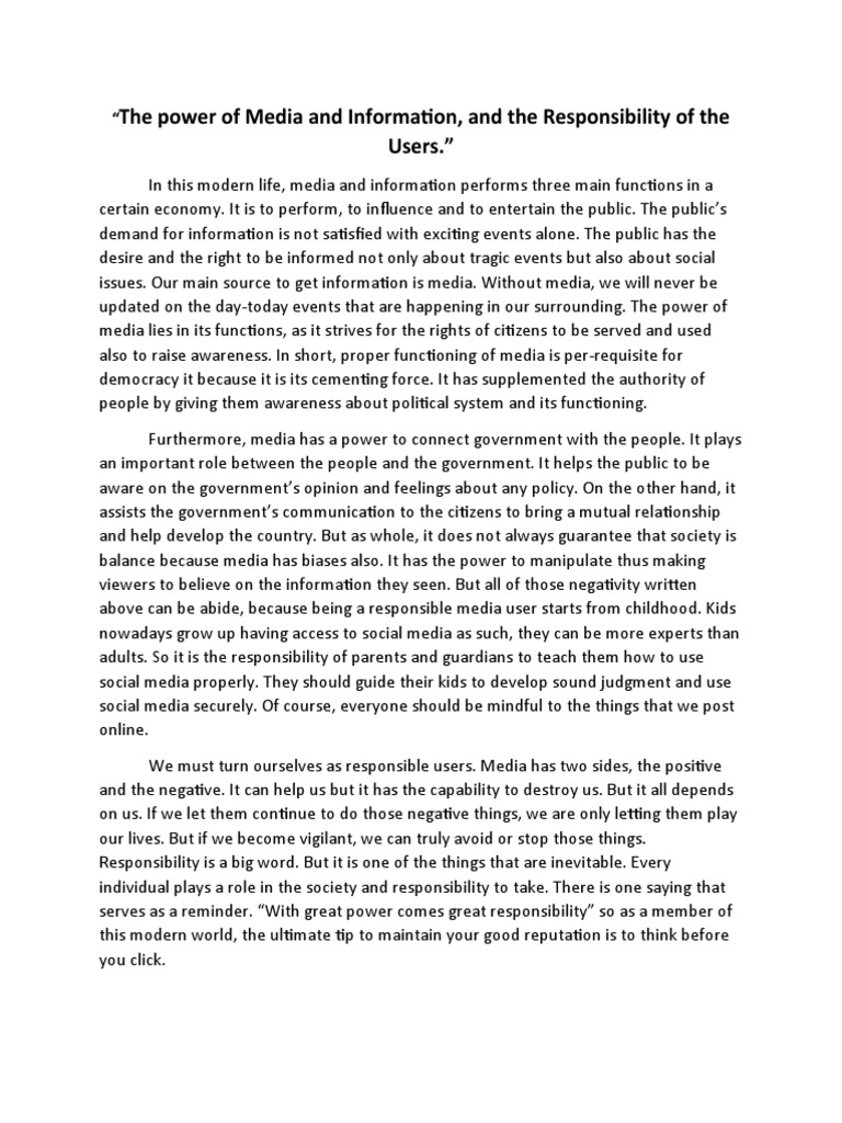 The Power of Media and Information | PDF | Social Media | Popular ...