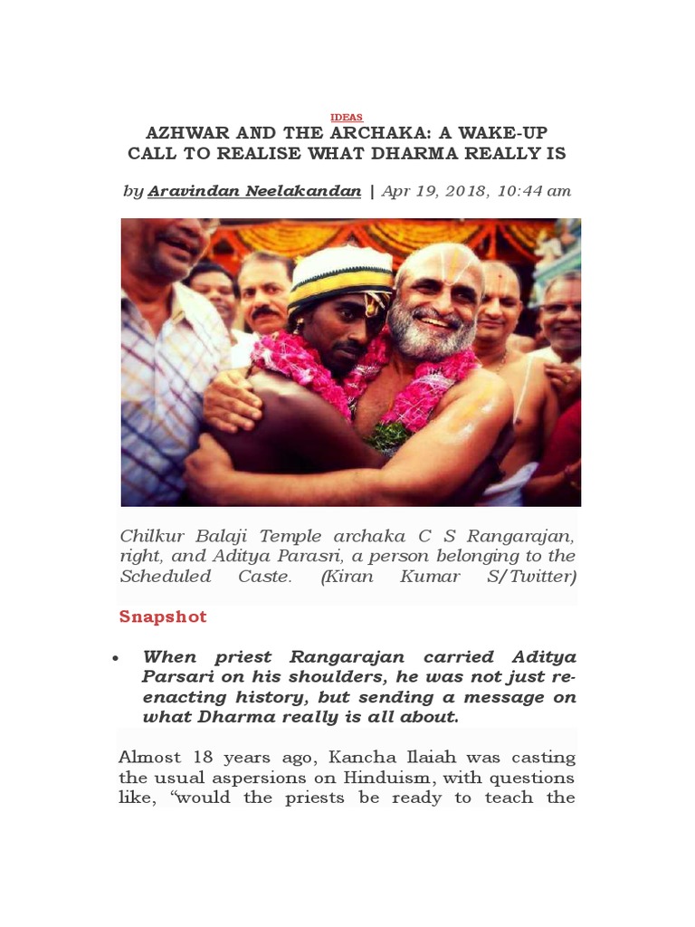 Azhwar and The Archaka | PDF | Dalit | Indian Religions