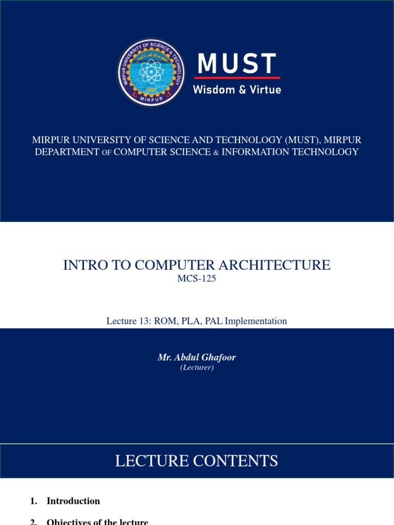 Lecture 13 PLA, ROM, PAL PDF | PDF | Read Only Memory | Digital Electronics