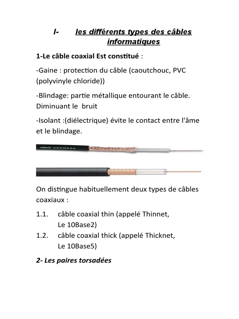 Types de câbles informatiques expliqués | PDF | Câble coaxial ...