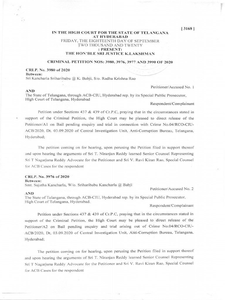 CRLP-3977-2020 Order | PDF | Bail | Criminal Law