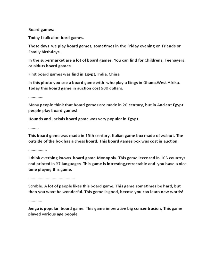 History and Fun of Board Games | PDF | Home & Garden