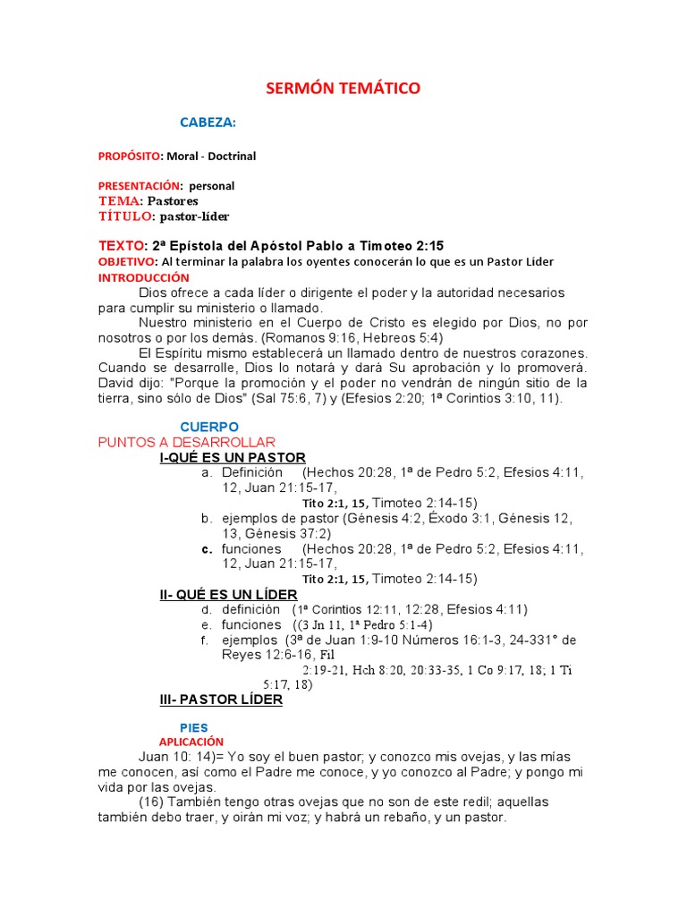 Prueba Sermón Temático | PDF | Epístola a los efesios | Cristo (título)