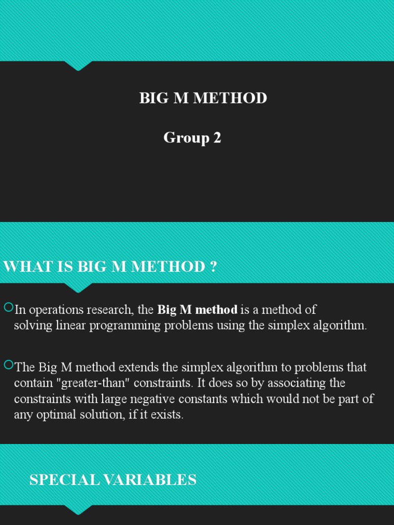 Big M Method | PDF | Mathematical Optimization | Systems Analysis