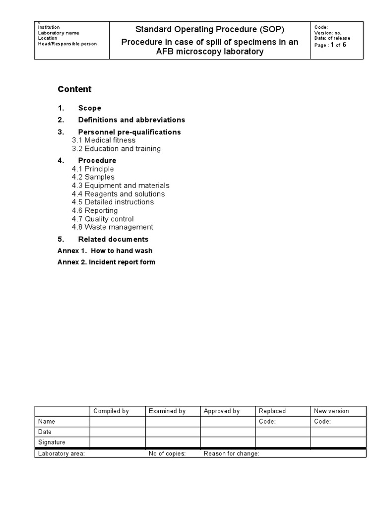 02 Specimen Spill Fin | PDF | Tuberculosis | Laboratories