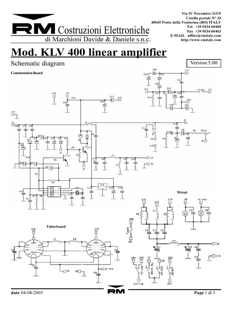 Mod. KLV 400 Linear Amplifier Costruzioni Elettroniche: Di Marchioni ...