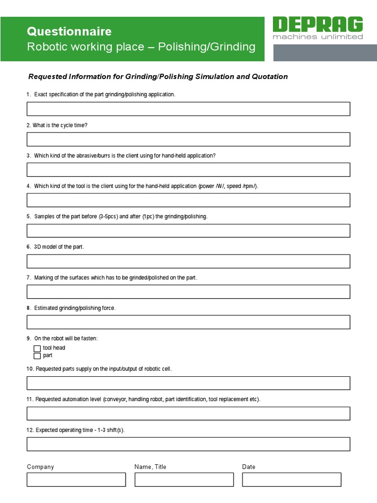 01 - Questionnaire - Robotic Working Place - Form | PDF