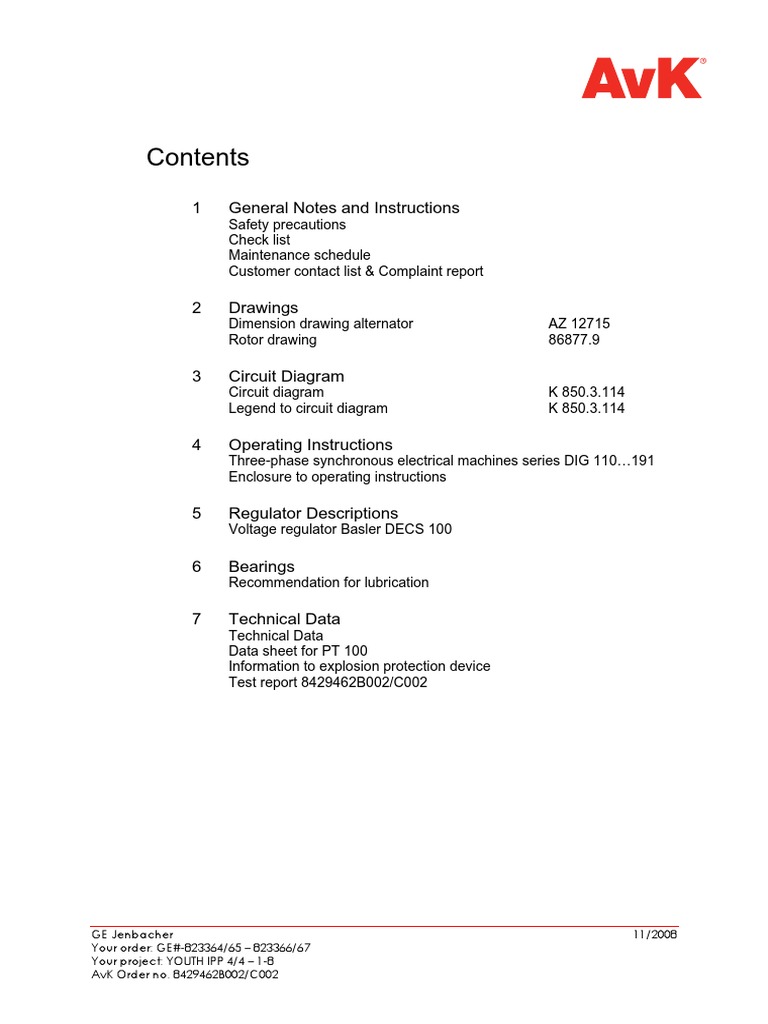 AVK Alternator | PDF | Bearing (Mechanical) | Electric Generator
