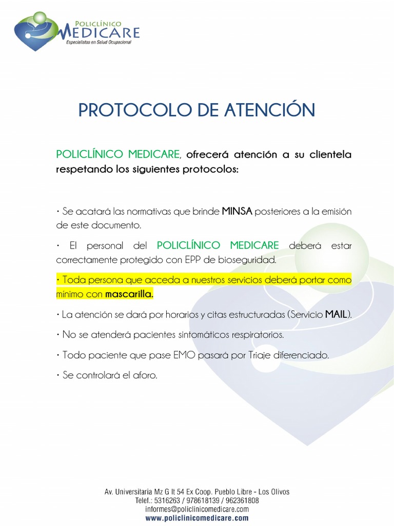 Protocolo de Atencion | PDF