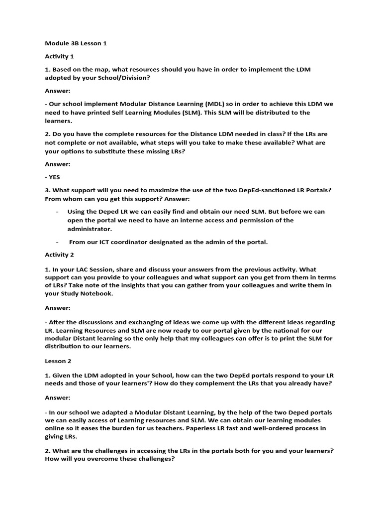 LDM2 Module 3B With Answers | PDF | Educational Assessment | Learning