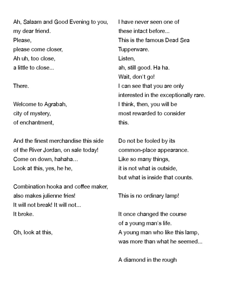 Aladdin - Merchant Scene | PDF