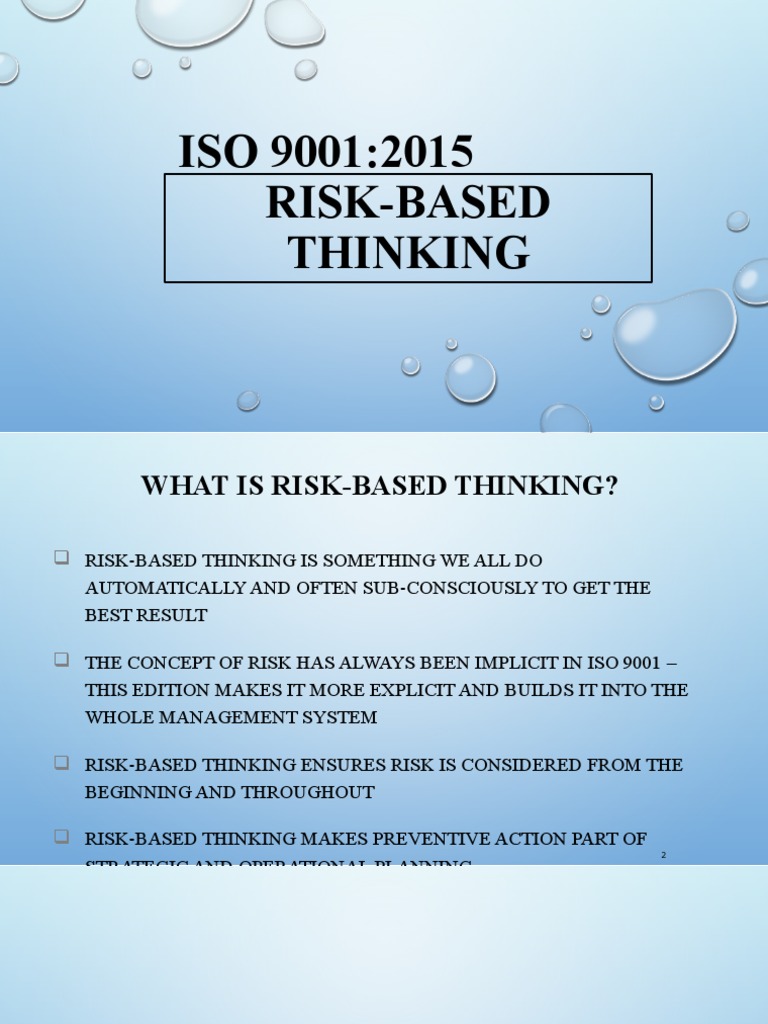 Iso 9001 Awareness Part 03 - Risk Based Thinking | PDF | Iso 9000 ...