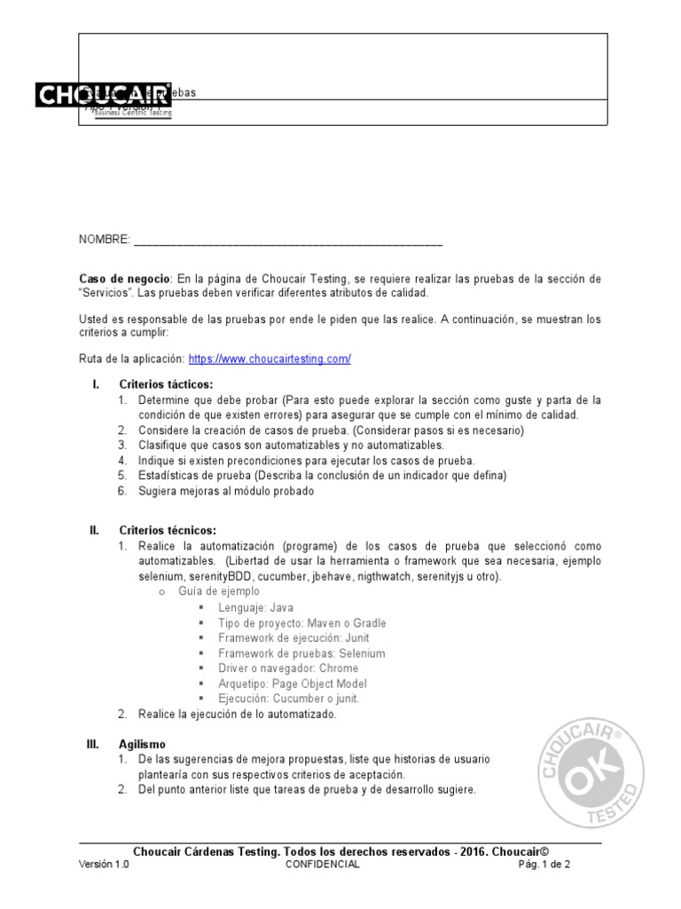 Evaluación Puebas 1 v1 | PDF | Selenio (software) | Tecnologías de la ...
