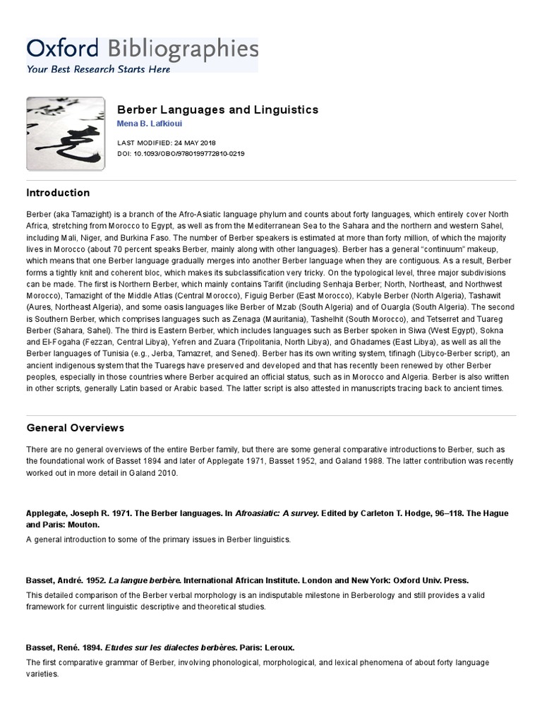 Lafkioui Mena B - Berber - Languages - and - Linguistics - Linguistics ...