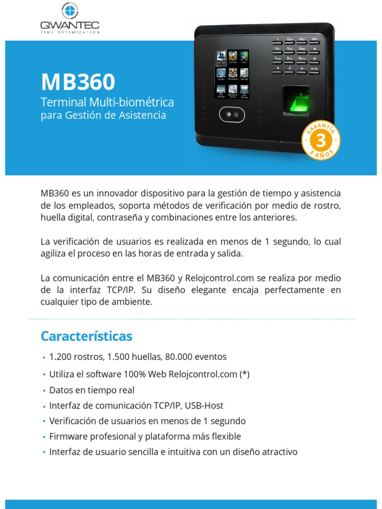 Biometrico MB360 PDF | PDF
