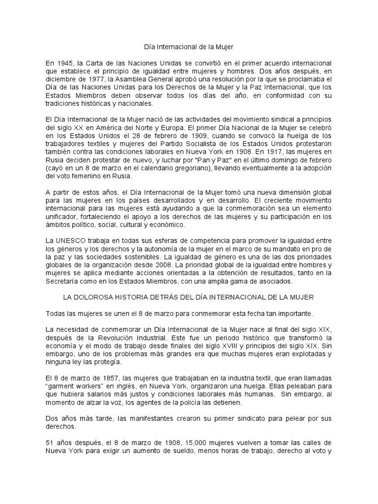 Día Internacional de La Mujer PDF | PDF | Mujer | Gobierno