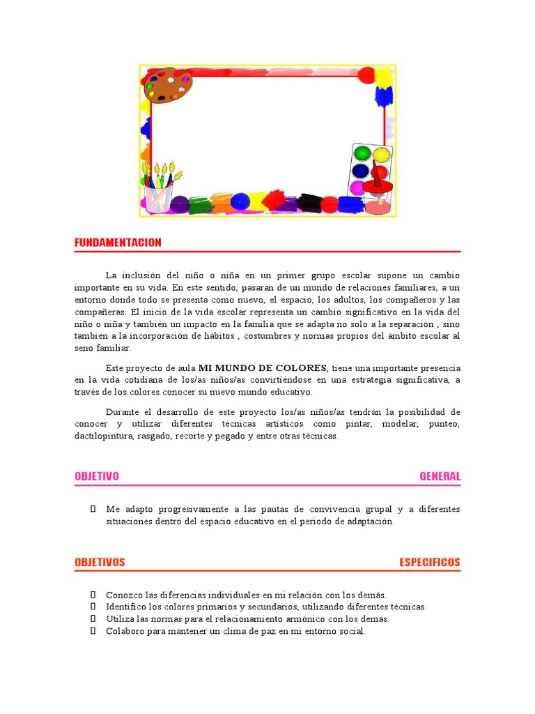 Proyecto Mi Mundo de Colores | PDF | Dimensión | Color