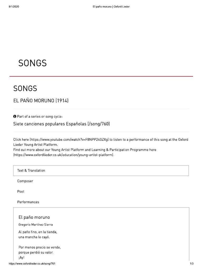 El Pano Moruno Translation | PDF