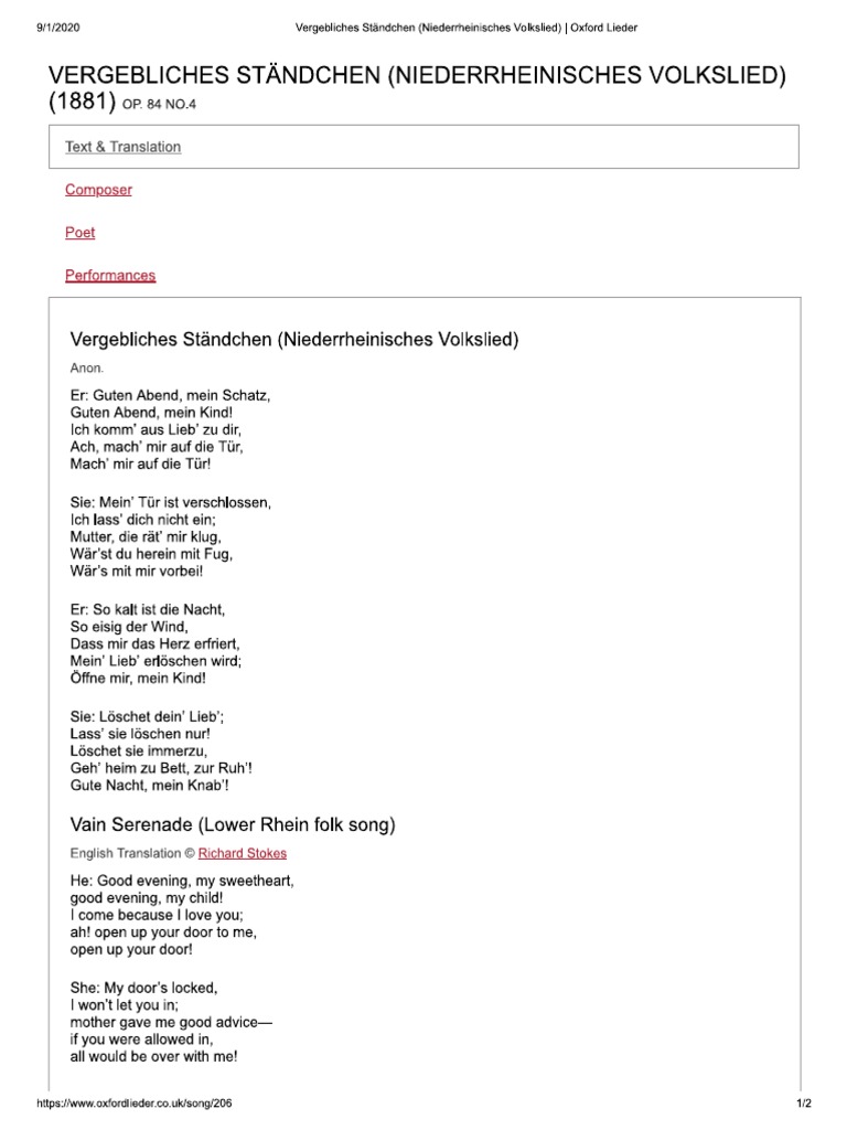 Vergebliches Standchen Ipa PDF | PDF