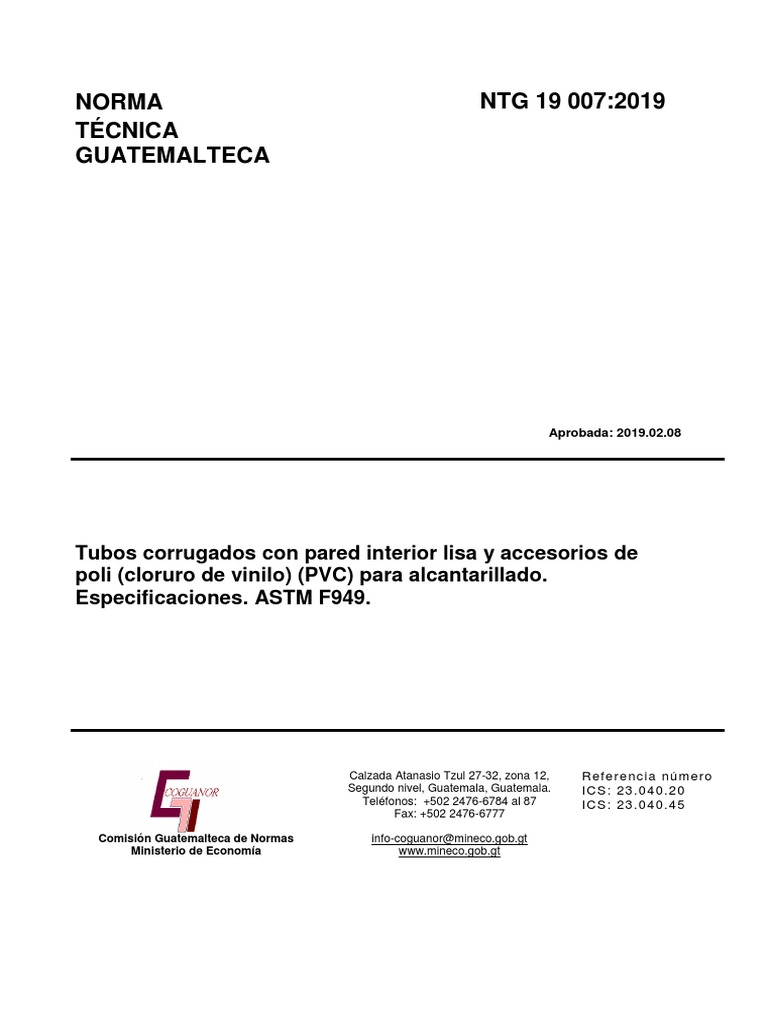 2.4 - NTG - 19007 - Astm F949 PDF | PDF | Pulgada | Guatemala