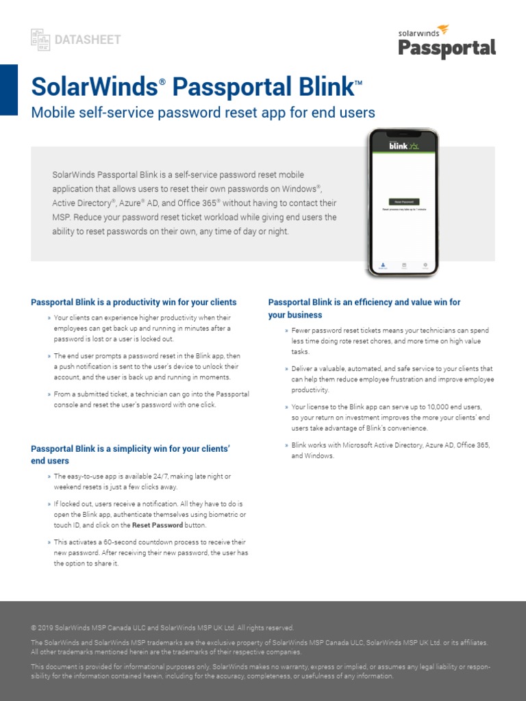 01SW - MSP Passportal Blink Data Sheet | PDF | Password | Office 365