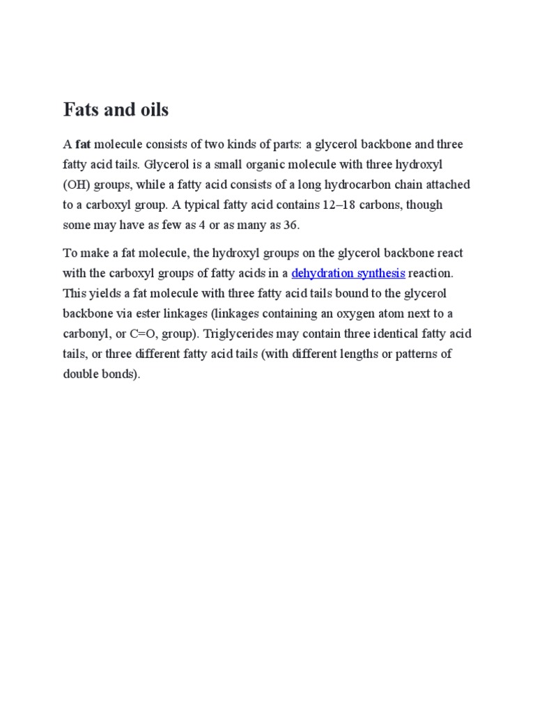 Chemistry of Fats and Oils | PDF