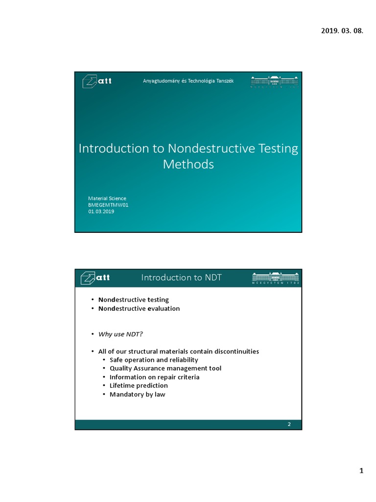 Introduction To Nondestructive Testing Methods | PDF | Nondestructive ...