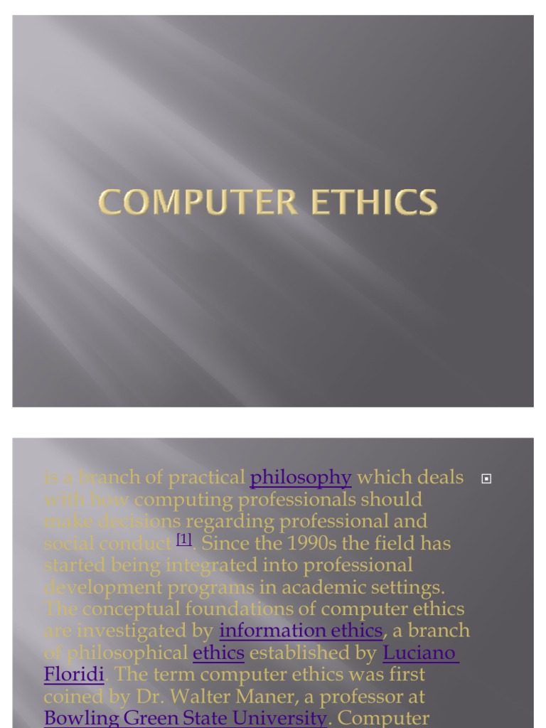 Computer Ethics Pdf Computing Computing And Information Technology