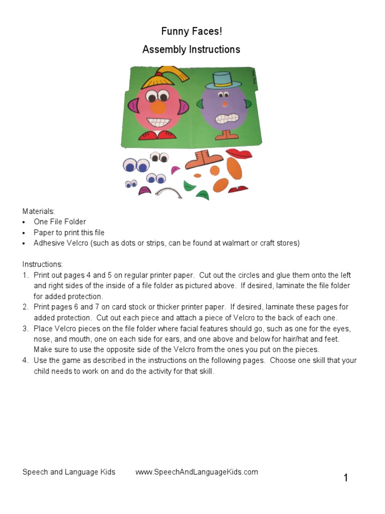 Funny Faces! Assembly Instructions | PDF | Pronoun | Plural