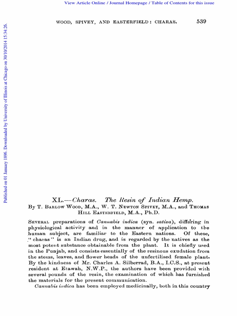 Wood Et Al (1896) Charas - The Resin of Indian Hemp | PDF | Cannabis ...