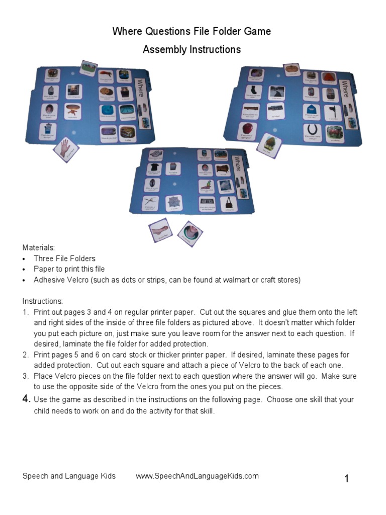 Where Questions File Folder Game | PDF | Question | Printer (Computing)