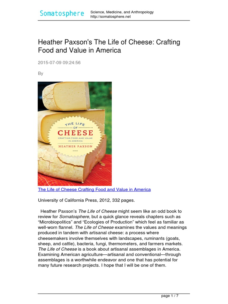 Heather Paxson's The Life of Cheese: Crafting Food and Value in America ...