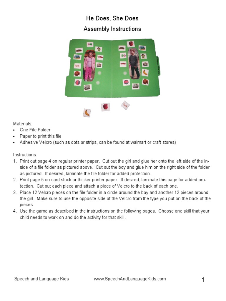 File Folder Game Assembly Guide | PDF | Pronoun | Noun
