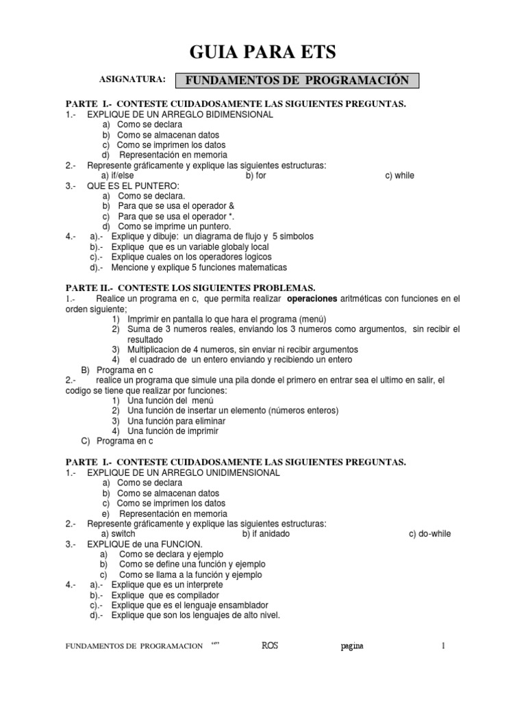 Guia para Ets Fundamentos de Programacion Asignatura - Compress | PDF | Programa de computadora ...