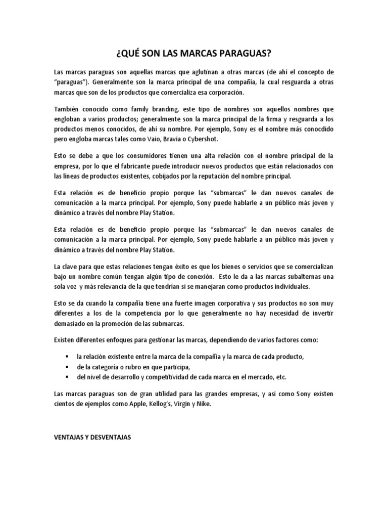 Marcas Paraguas: Definición y Ejemplos | PDF | Sony | Marca
