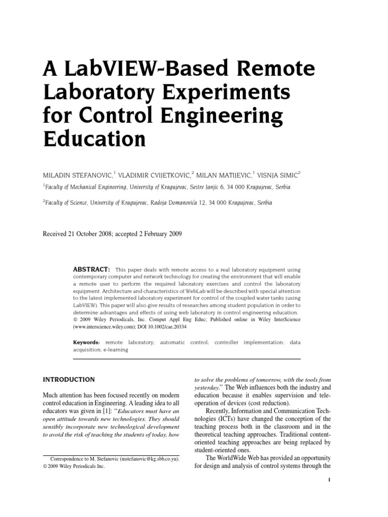 A LabVIEW-Based Remote Lab | PDF | Control Theory | World Wide Web